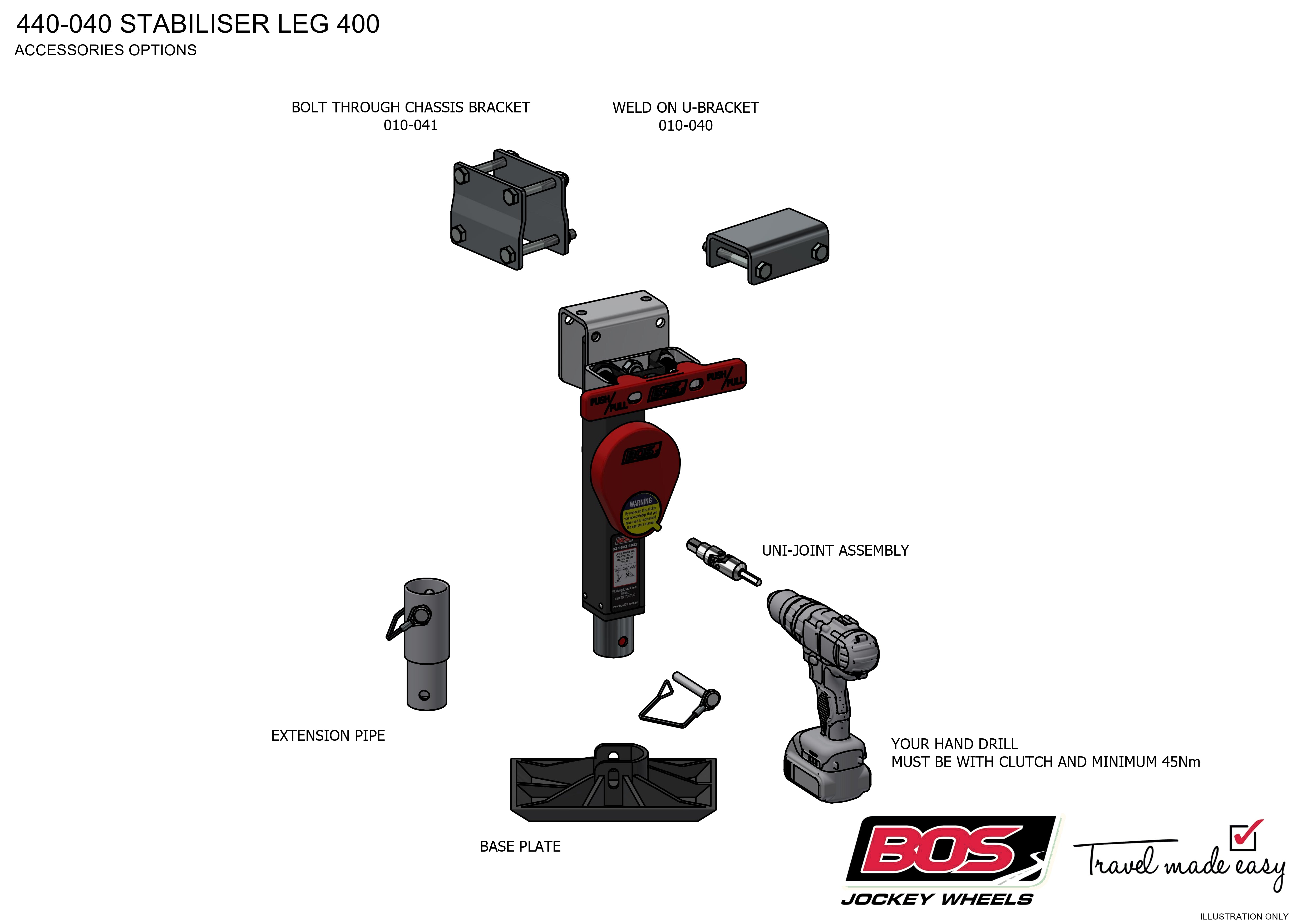 BOS 440-061 Stabiliser Leg 600mm (Pair) – Campera