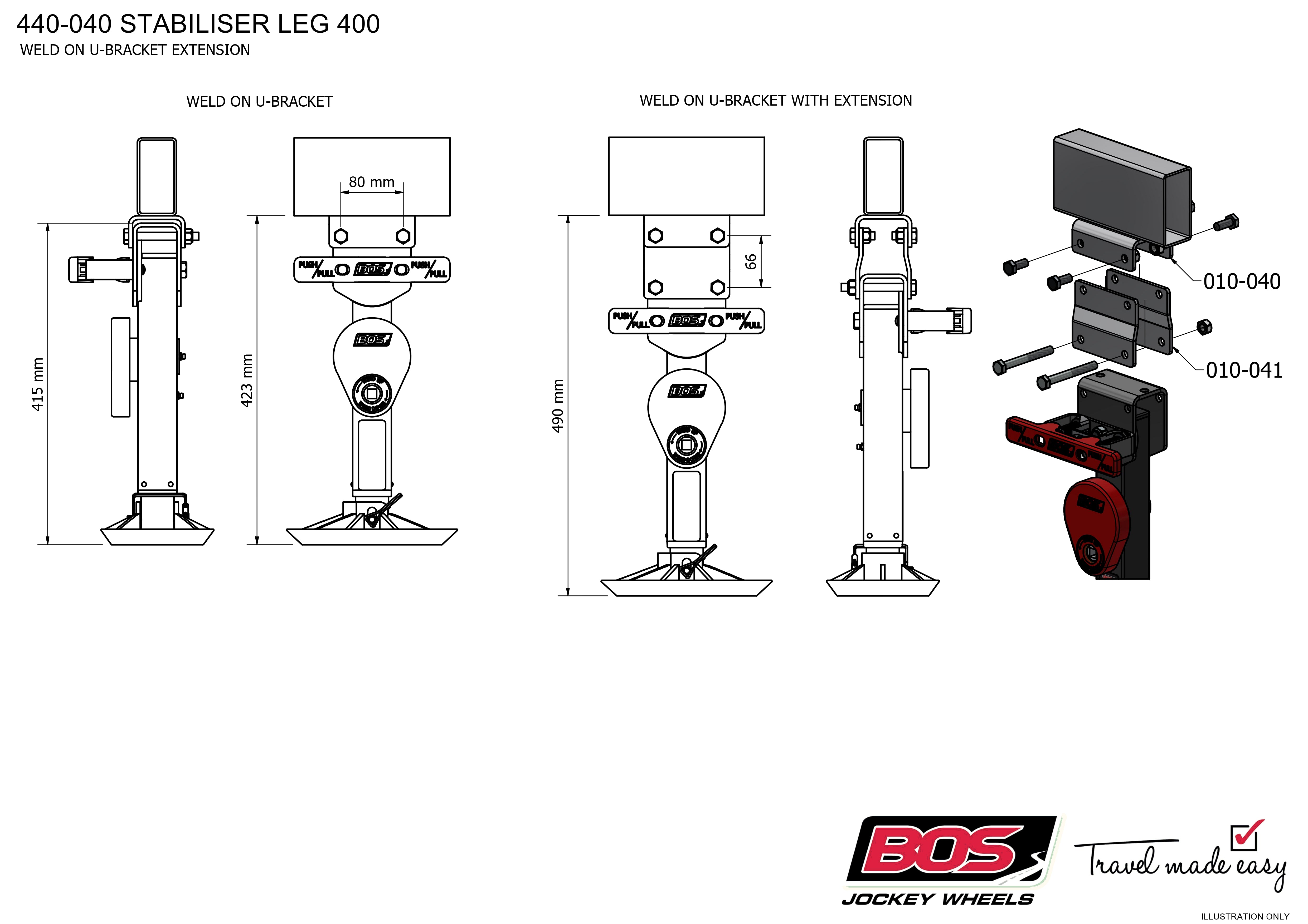 BOS 440-061 Stabiliser Leg 600mm (Pair) – Campera